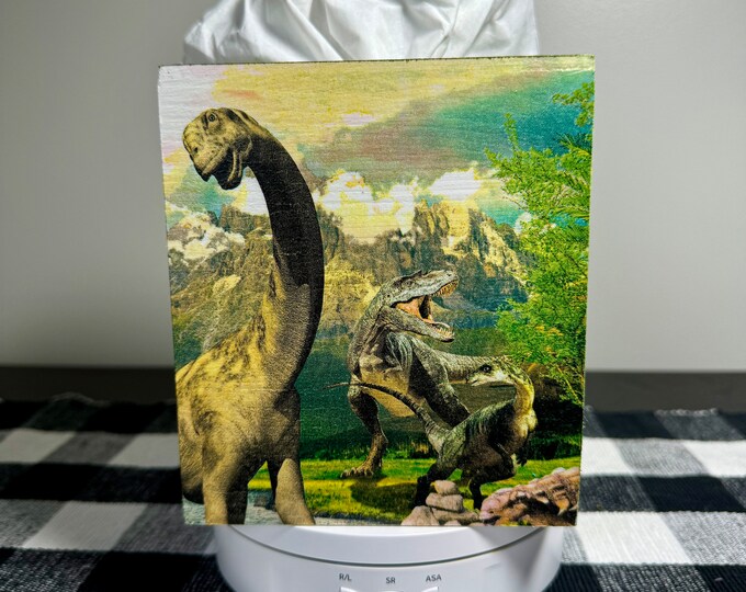 Jurassic Dinosaur Wood Tissue Box Cover - Handcrafted Home Decor ...