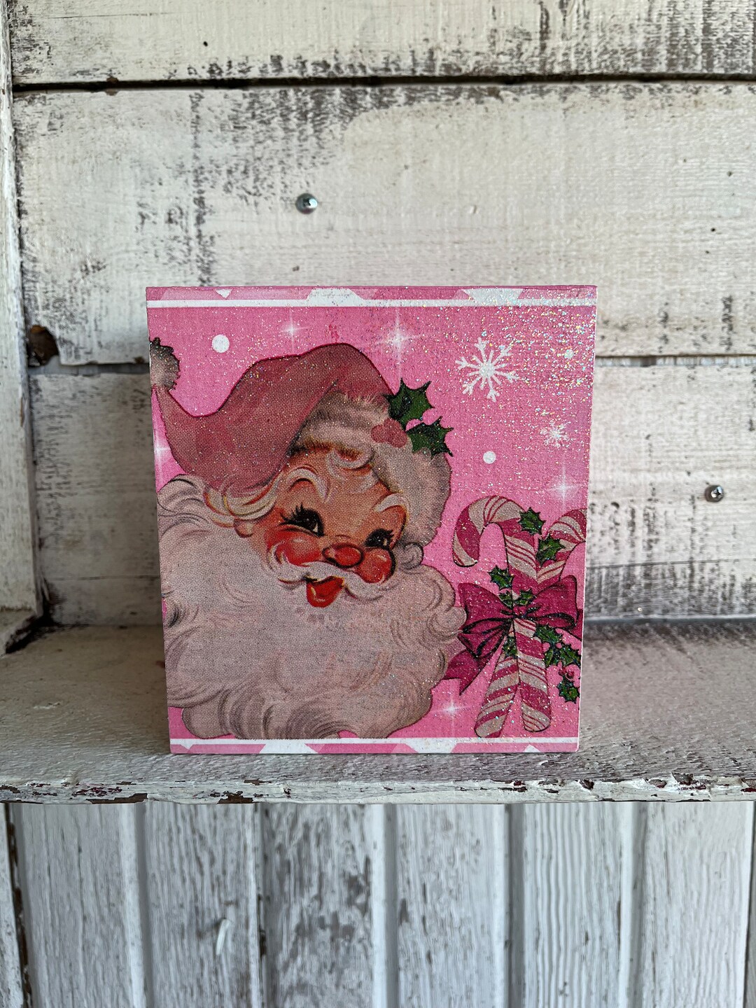 Vintage Santa Pink and Glittery Tissue Box Cover Christmas Decor - Etsy