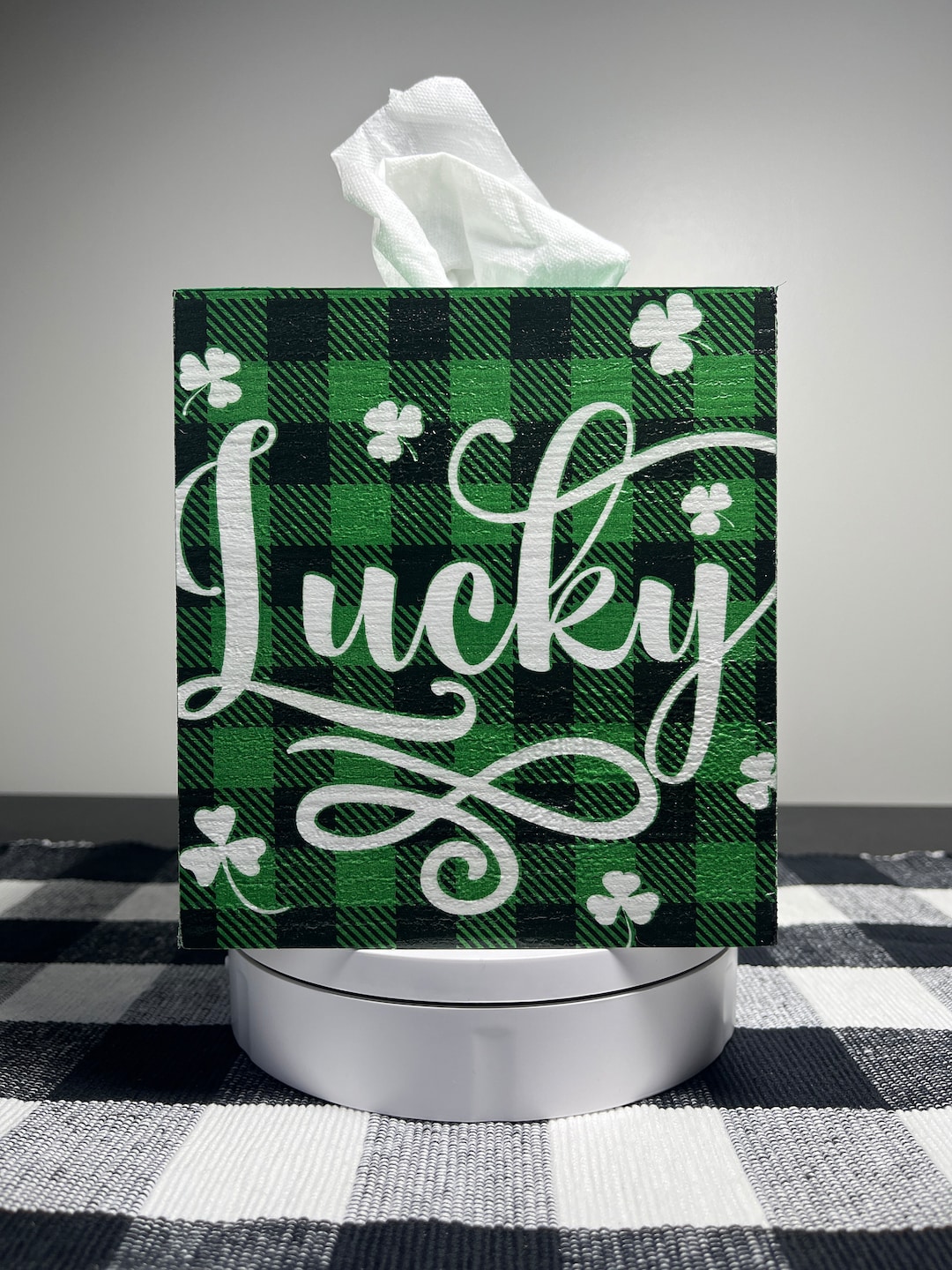 Lucky Clover St. Patrick's Day Tissue Box Cover - Irish Decor - Festive ...