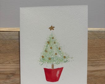Hand Painted Watercolour Christmas Tree Blank Christmas Card - Etsy