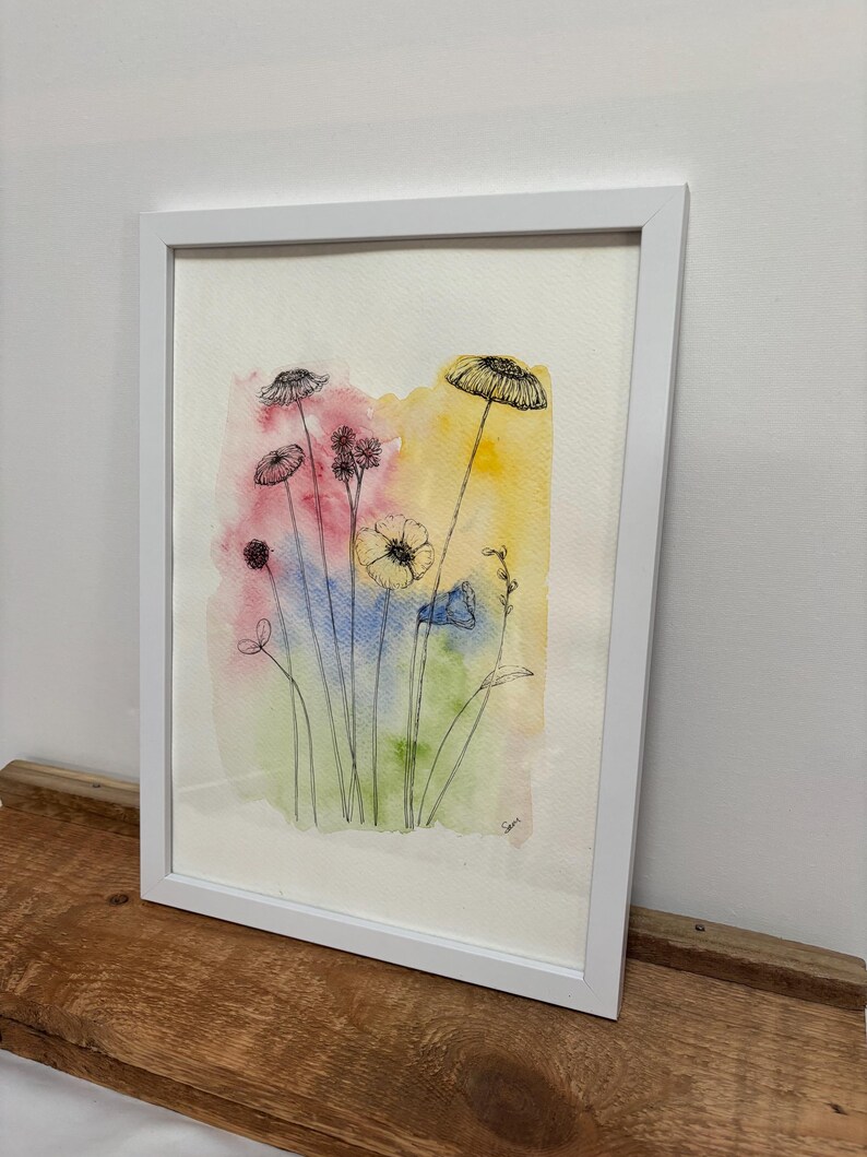 Original Hand Drawn Ink Flowers Drawing A4 Size - Etsy