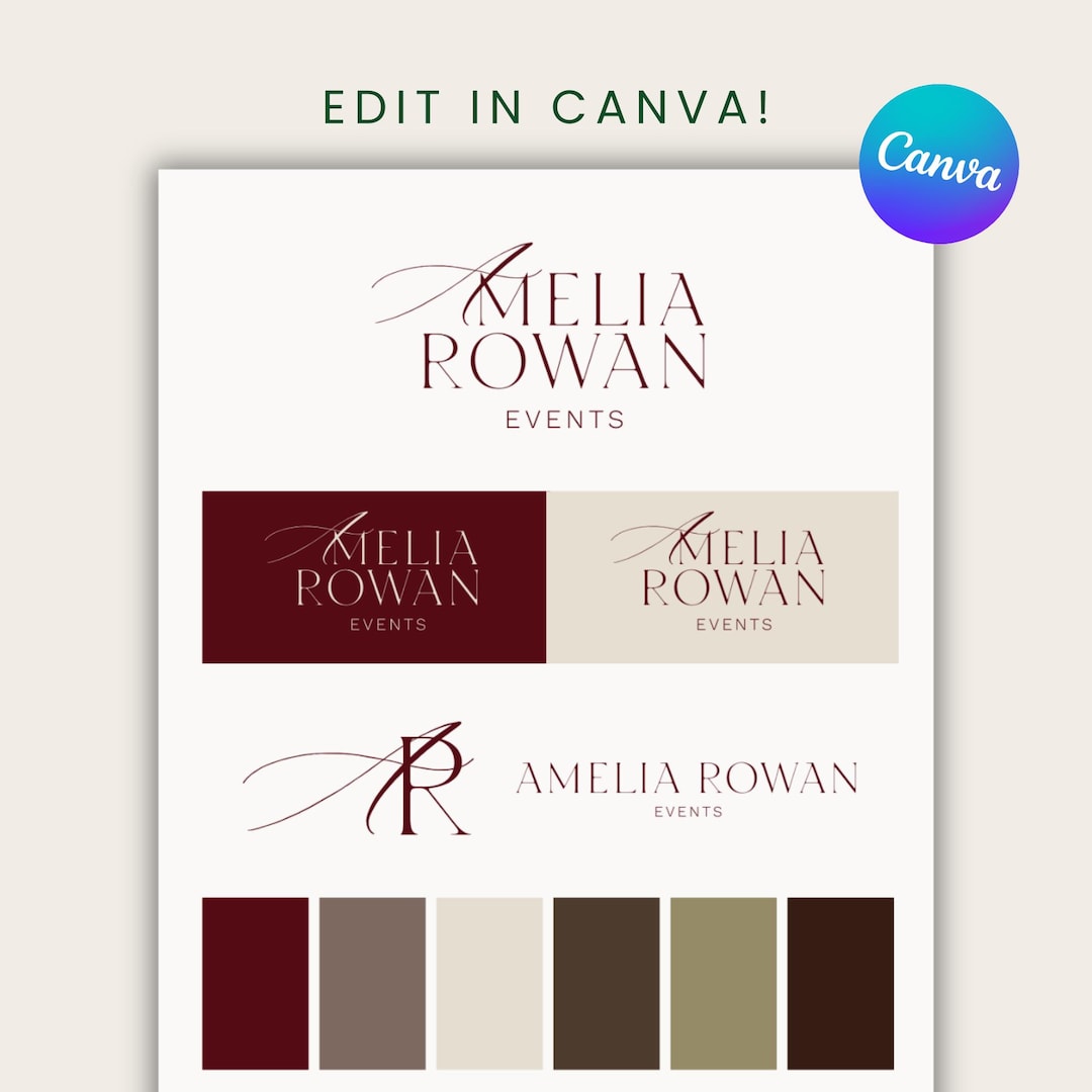 Canva Brand Kit | Burgundy Luxury Logo, Color Palette, Feminine ...