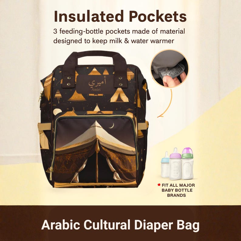 Personalized Arabic Diaper Bag | Luxury Baby Backpack, Custom Name - Etsy
