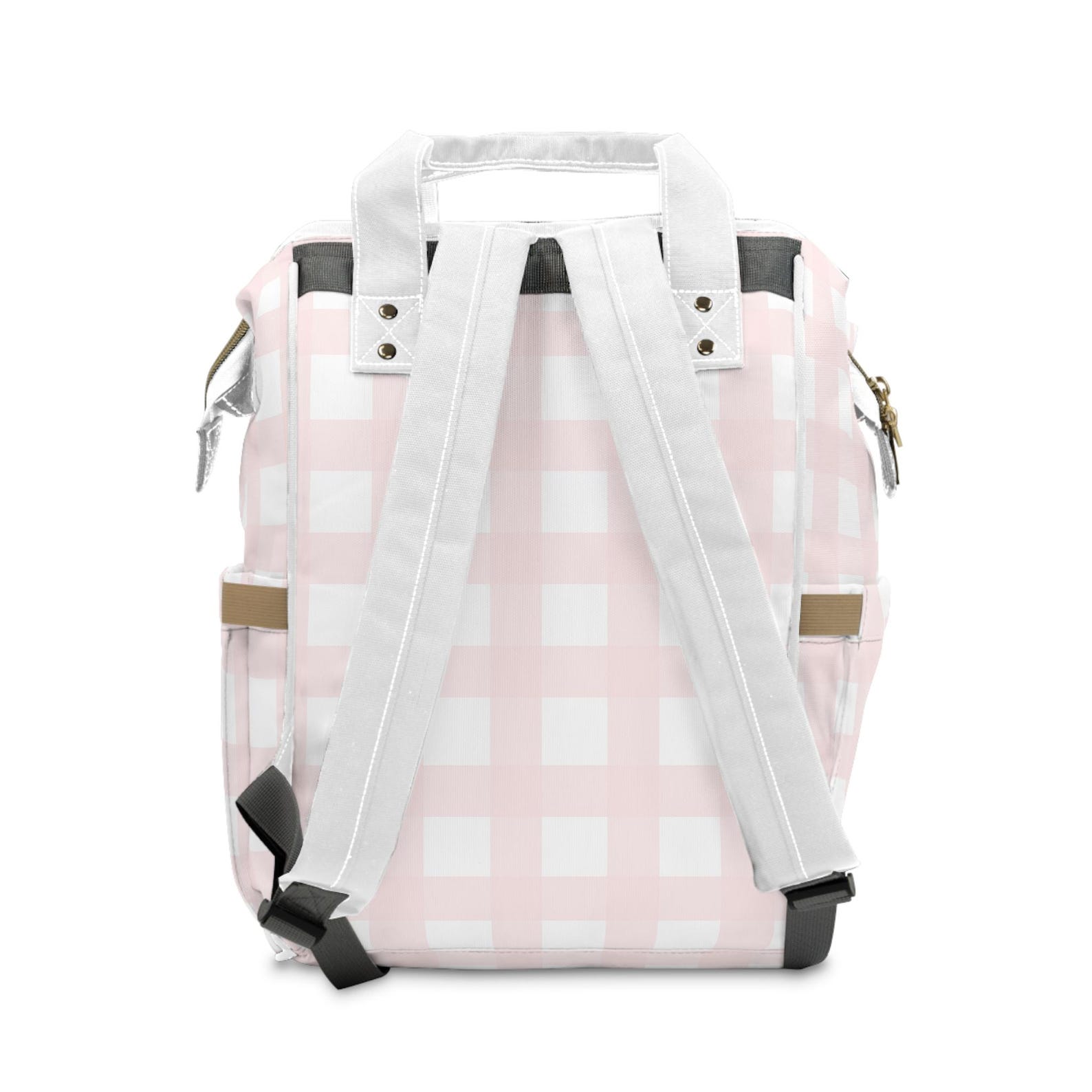 Blush Gingham Diaper Backpack: Preppy Nylon Baby Bag - Etsy