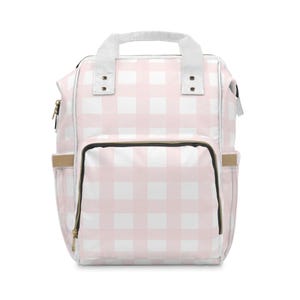 Blush Gingham Diaper Backpack: Preppy Nylon Baby Bag - Etsy