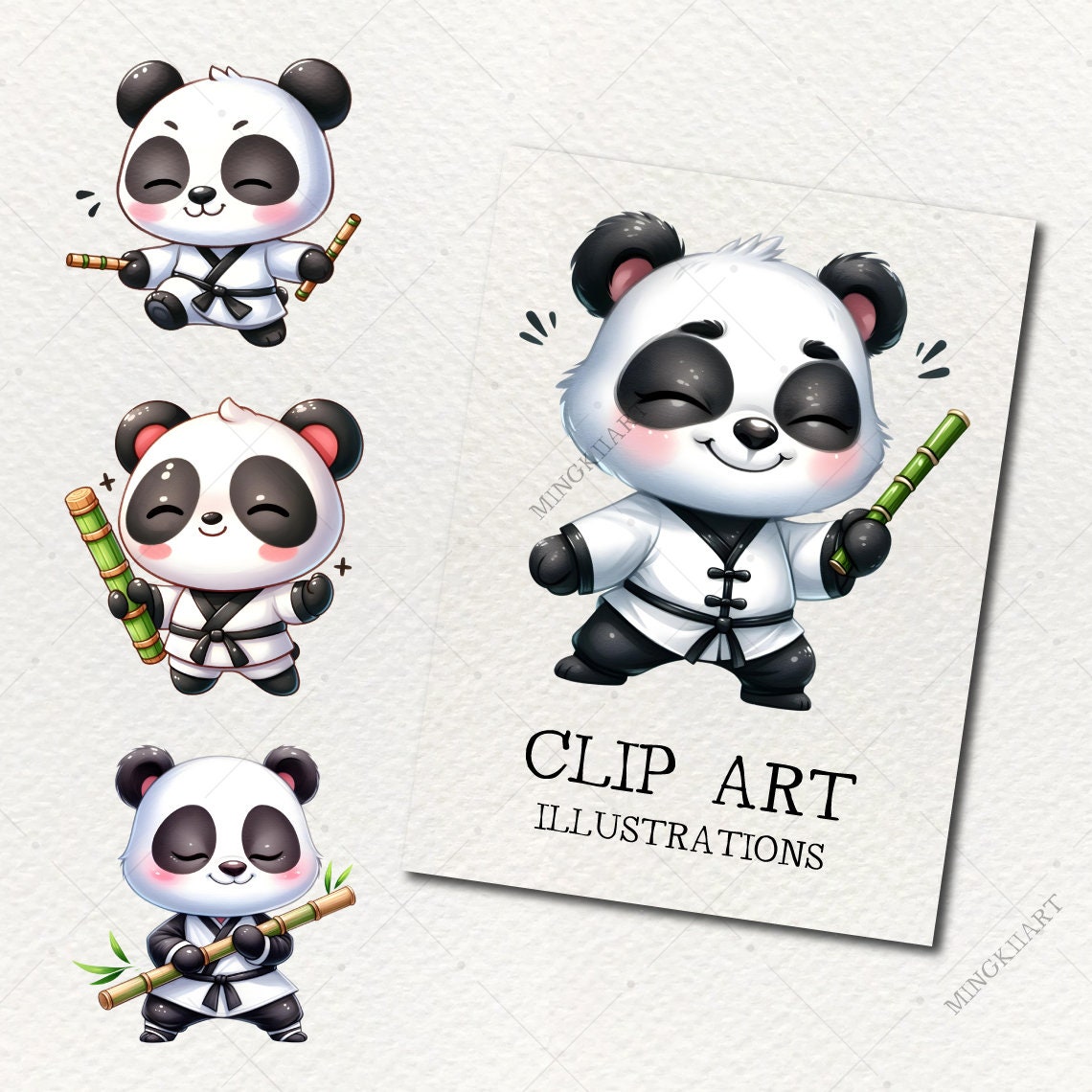 Kung Fu Panda Clipart,watercolor Clipart,animal Clipart,spring Animals ...