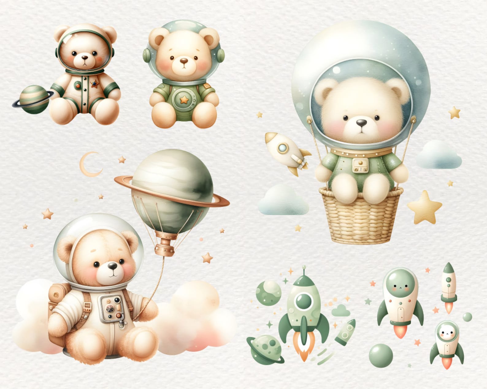 Watercolor Pilot Bear Clipart, Airplane PNG, Nursery Art - Etsy