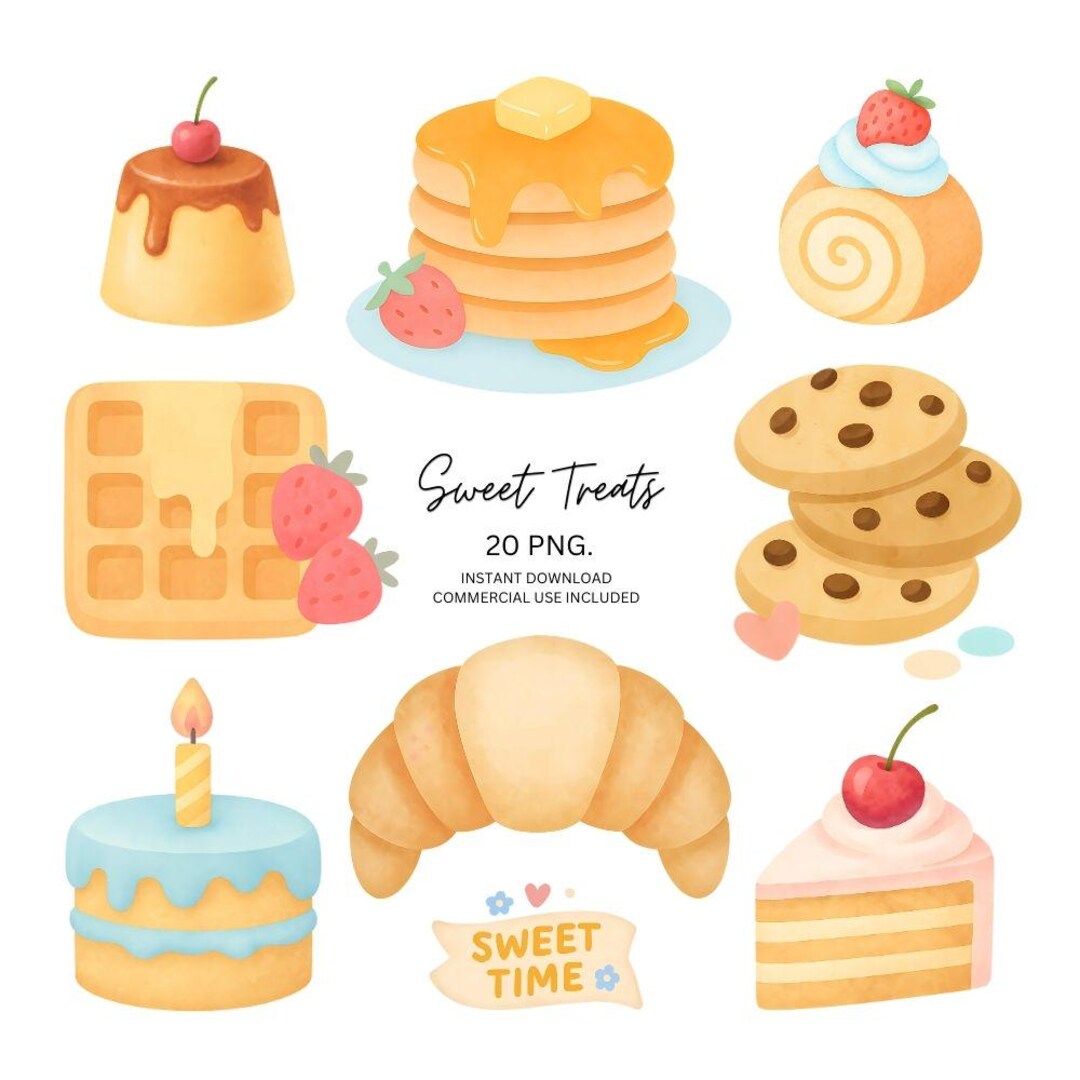 Sweet Treats Clipart Set | Pastel Dessert PNG (20 Files) - Etsy