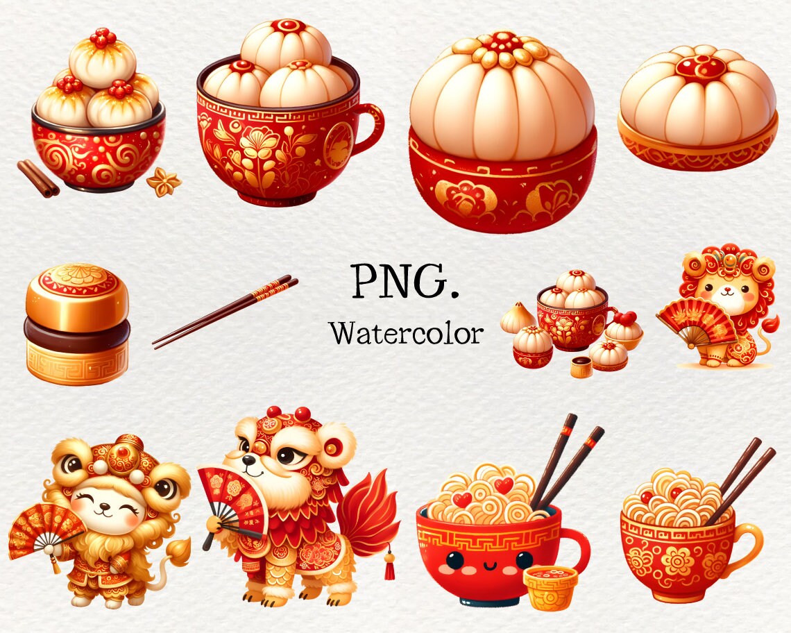 Colorful Chinese Clipart, Chinese New Year, Holiday PNG, Lion Dance ...