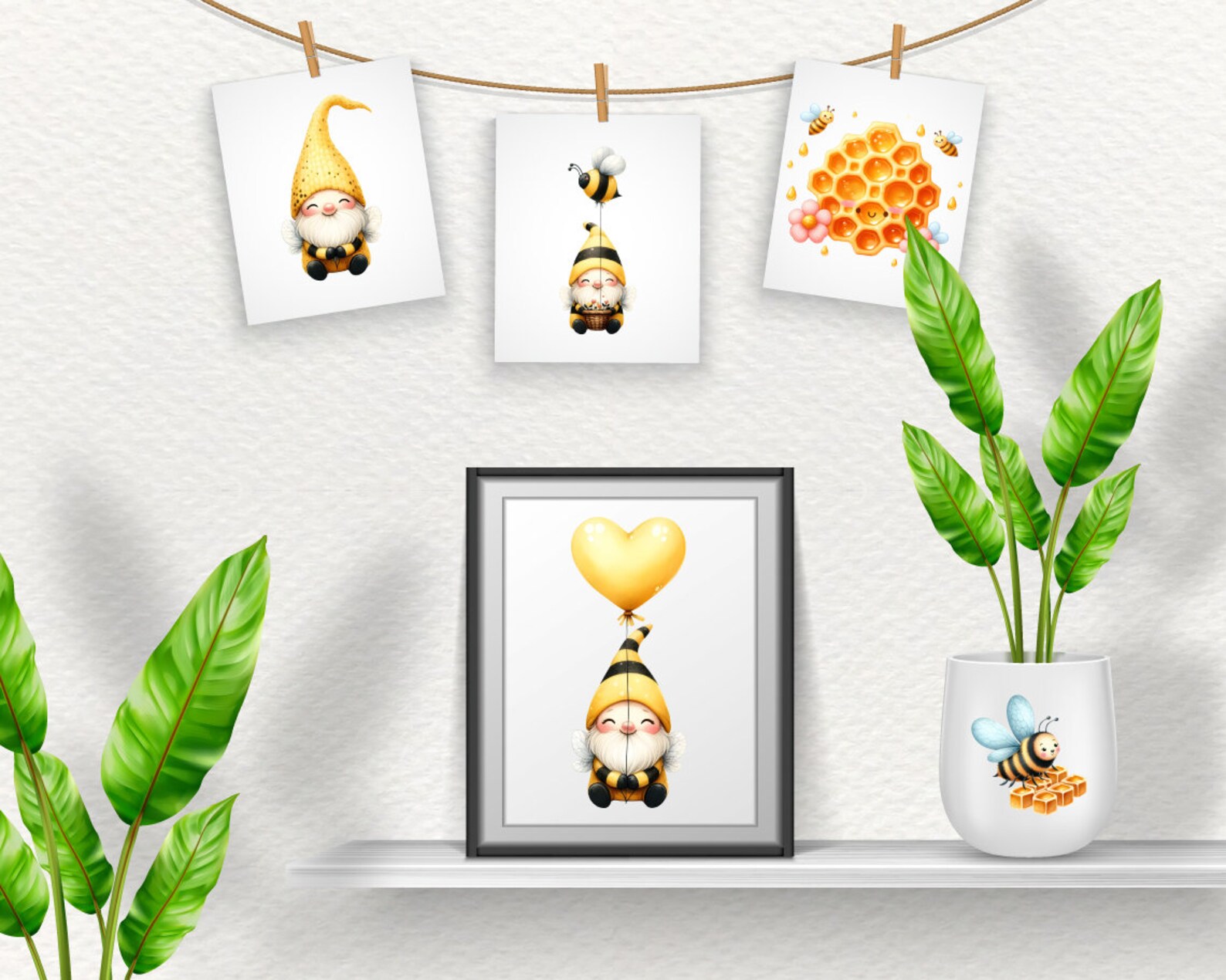 Bee Clipart, Watercolor Bee Clipart, Gnome Bee, Honey Bee, Little Bee ...