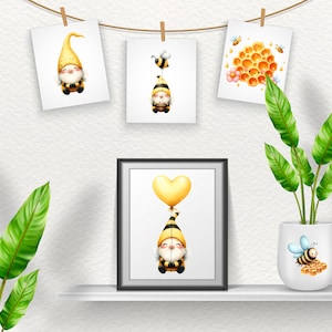 Watercolor Bee Clipart, Gnome Bee, Honeycomb PNG (digital Download) - Etsy