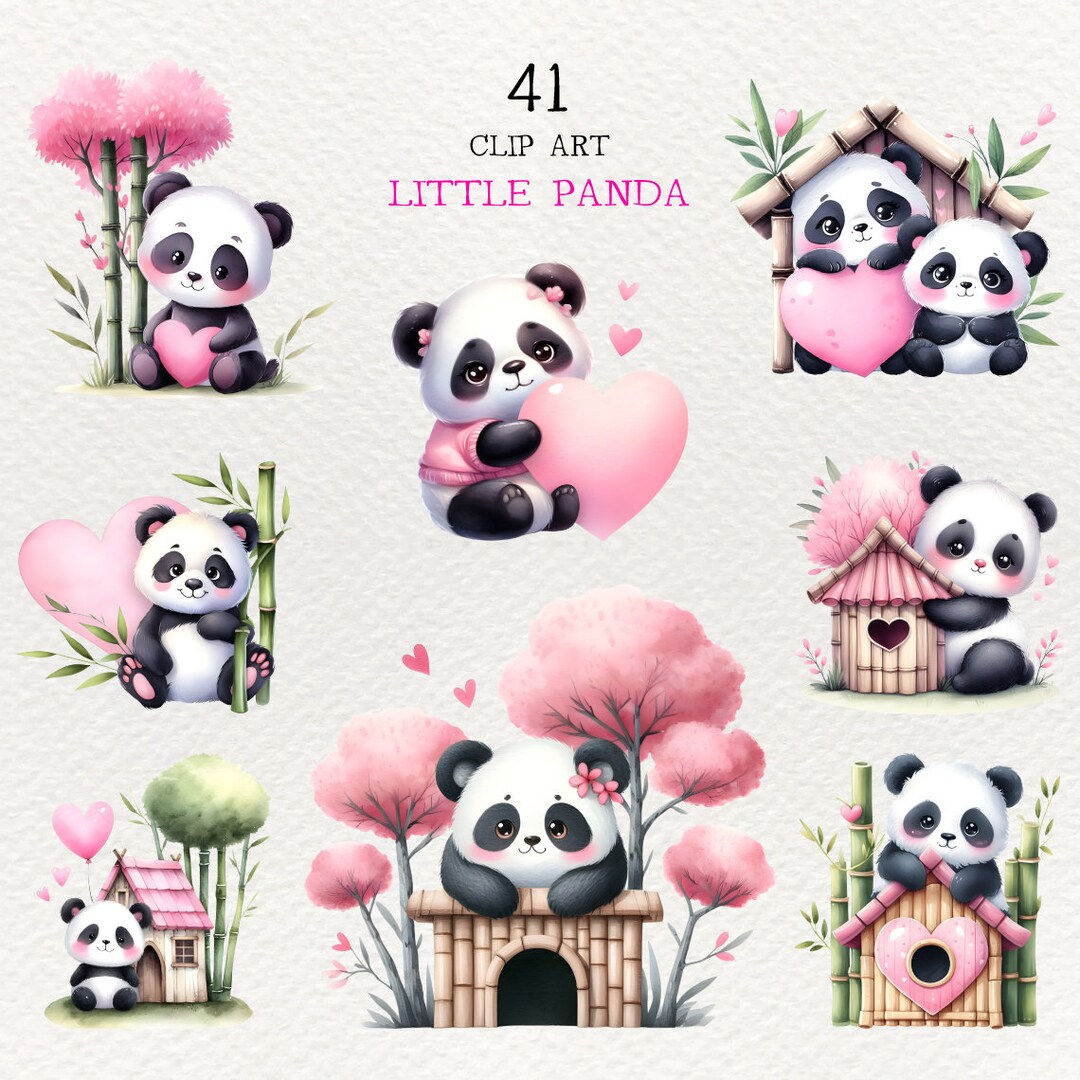 Panda Clipart, Watercolor Clipart, Animal Clipart, Spring Animals, Baby ...