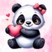 Watercolor Cute Panda Valentine Clipart, 10 PNG Valentine's Day Clipart ...