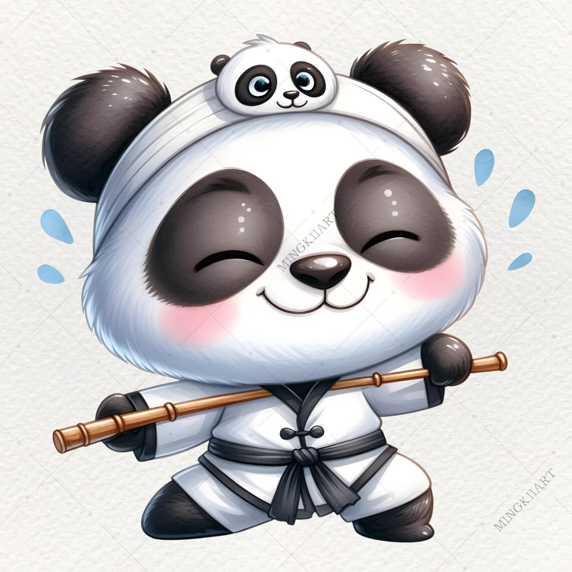 Kung Fu Panda Clipart,watercolor Clipart,animal Clipart,spring Animals ...