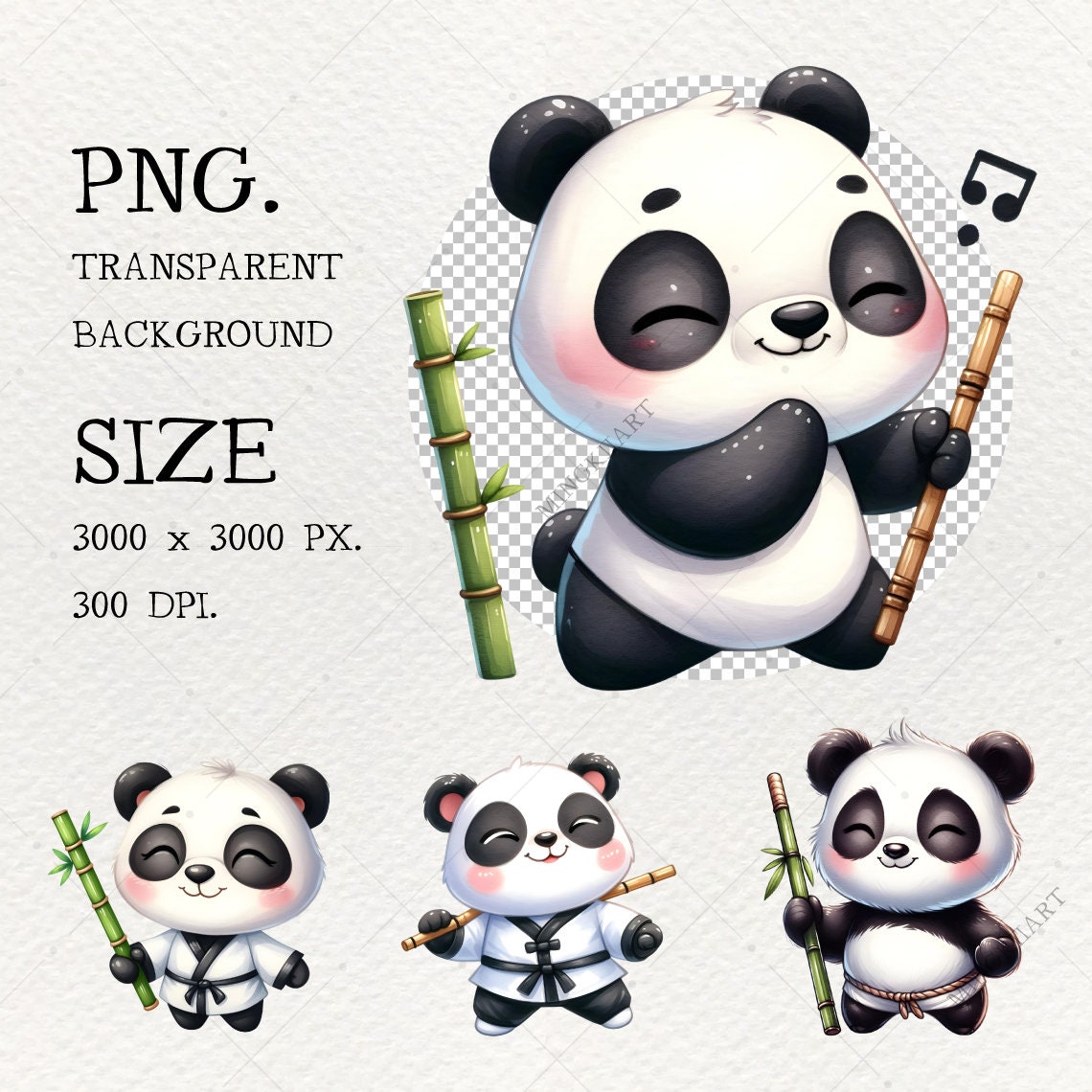 Kung Fu Panda Clipart,watercolor Clipart,animal Clipart,spring Animals ...