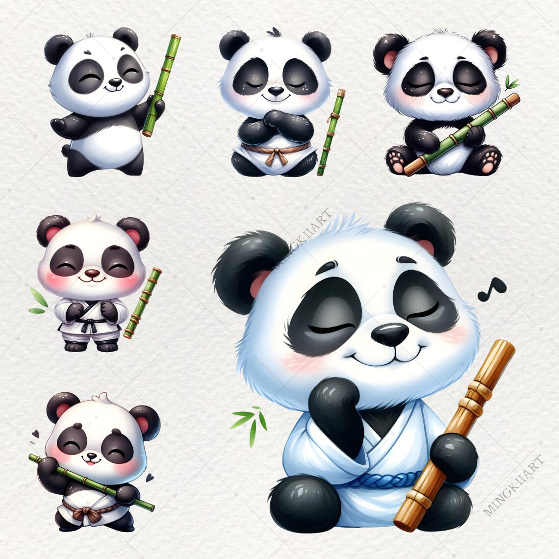 Kung Fu Panda Clipart,watercolor Clipart,animal Clipart,spring Animals ...