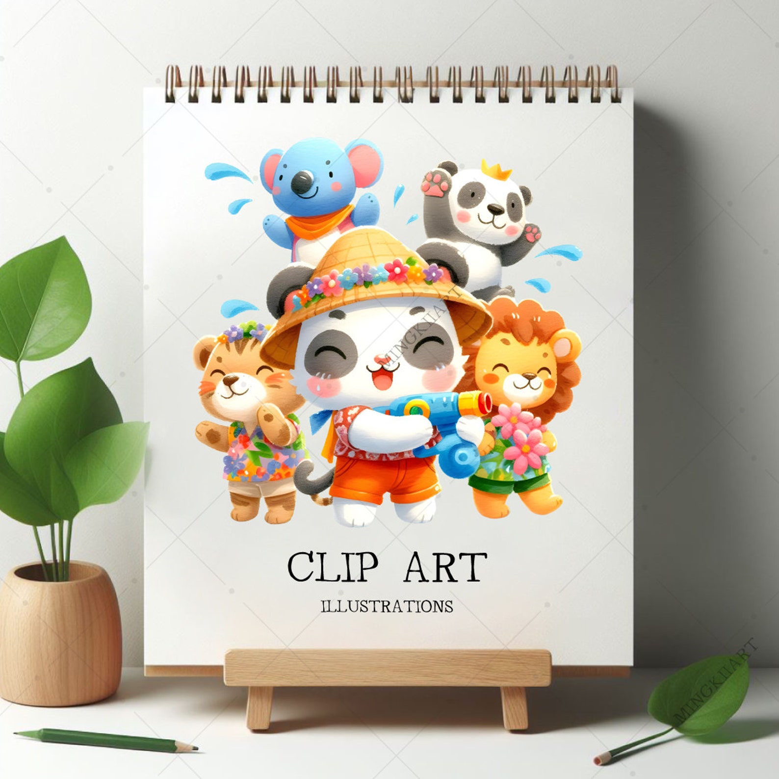 Watercolor Songkran Animals Clipart, Nursery Decor (digital Download ...