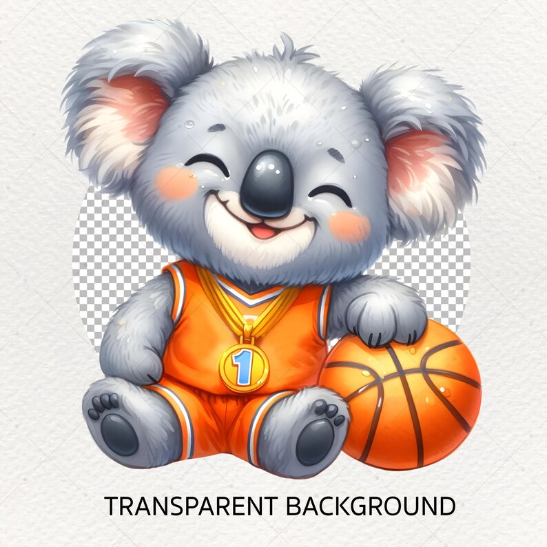 Koala Basketball Clipart, Cute Animal PNG, Sports Art (digital Download ...