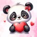 Watercolor Cute Panda Valentine Clipart, 10 PNG Valentine's Day Clipart ...