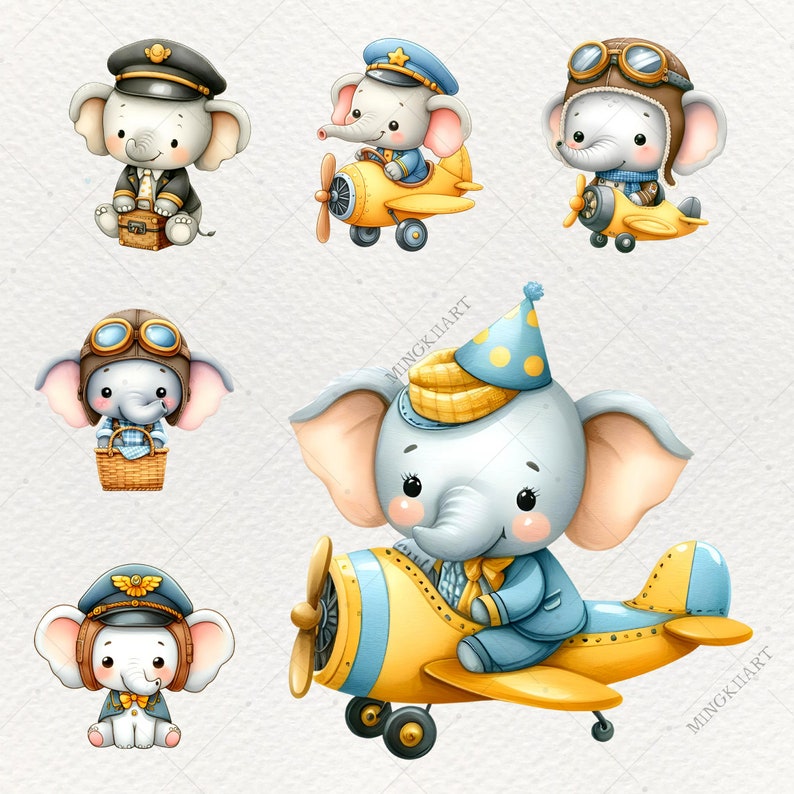 Pilot Clipart,pilot Elephant,png, Pilot Animal Clipart,airplane,little ...