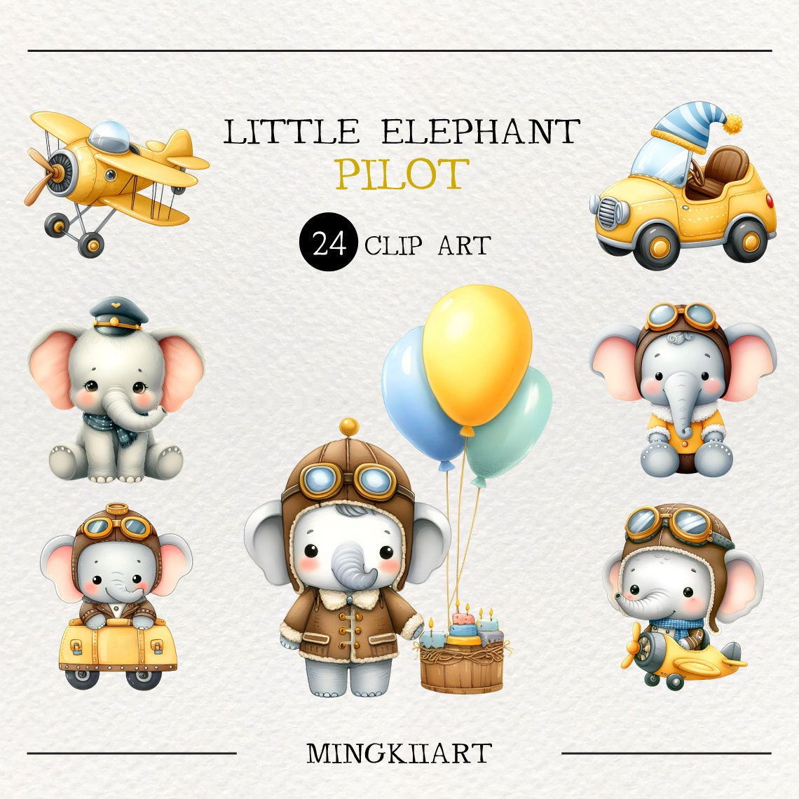 Pilot Clipart,pilot Elephant,png, Pilot Animal Clipart,airplane,little ...