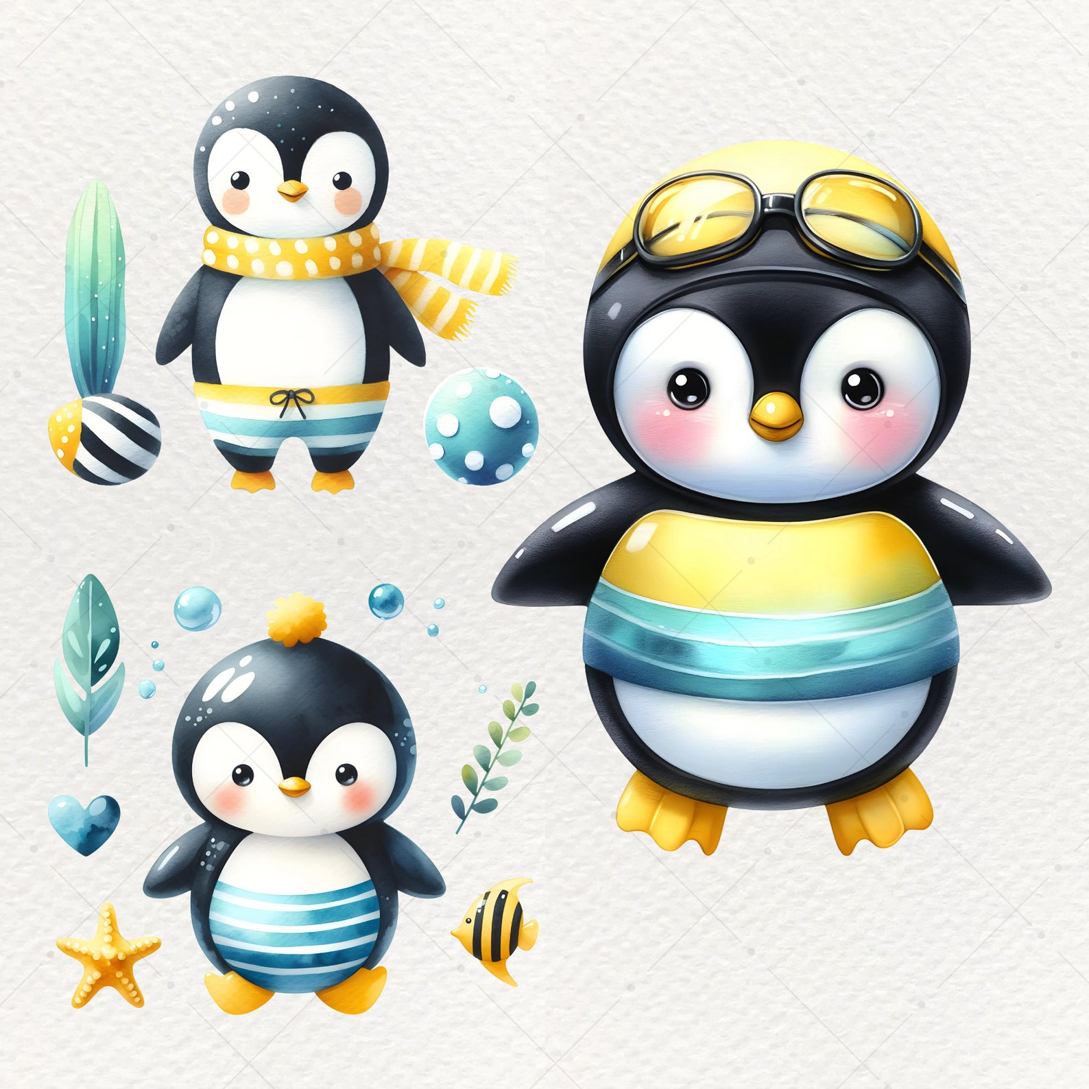 Penguin Clipart, Summer Sea, Diving, Cute Animals, Summer Clipart ...