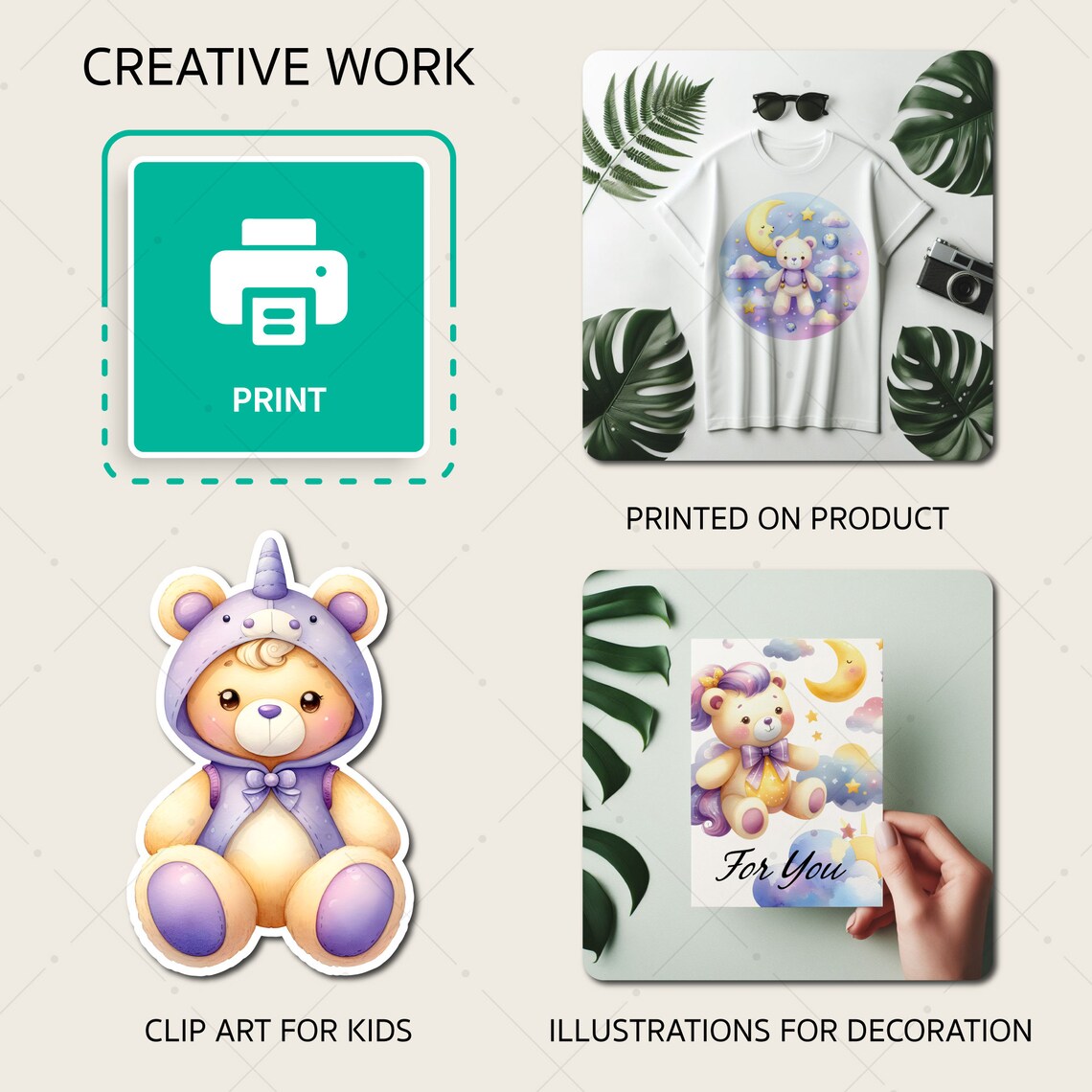 Pony Bear Clipart, Pony, Cute Animals, Bear Clipart, Kids Clipart, PNG ...