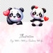 Watercolor Cute Panda Valentine Clipart, 10 PNG Valentine's Day Clipart ...