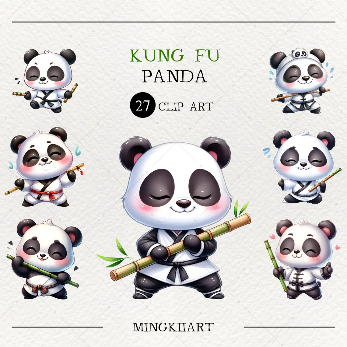 Kung Fu Panda Clipart,watercolor Clipart,animal Clipart,spring Animals ...