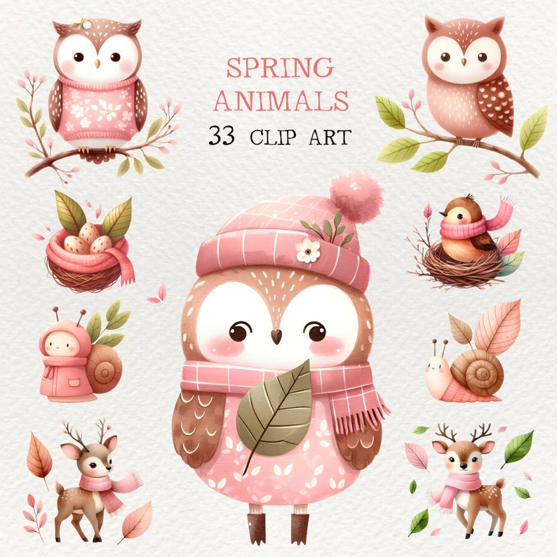 Spring Animal Clipart, Animal Clipart, Png, Watercolor Clipart, Cute ...