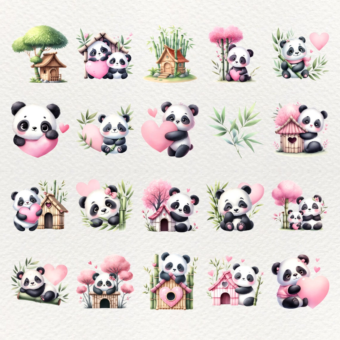 Panda Clipart, Watercolor Clipart, Animal Clipart, Spring Animals, Baby ...