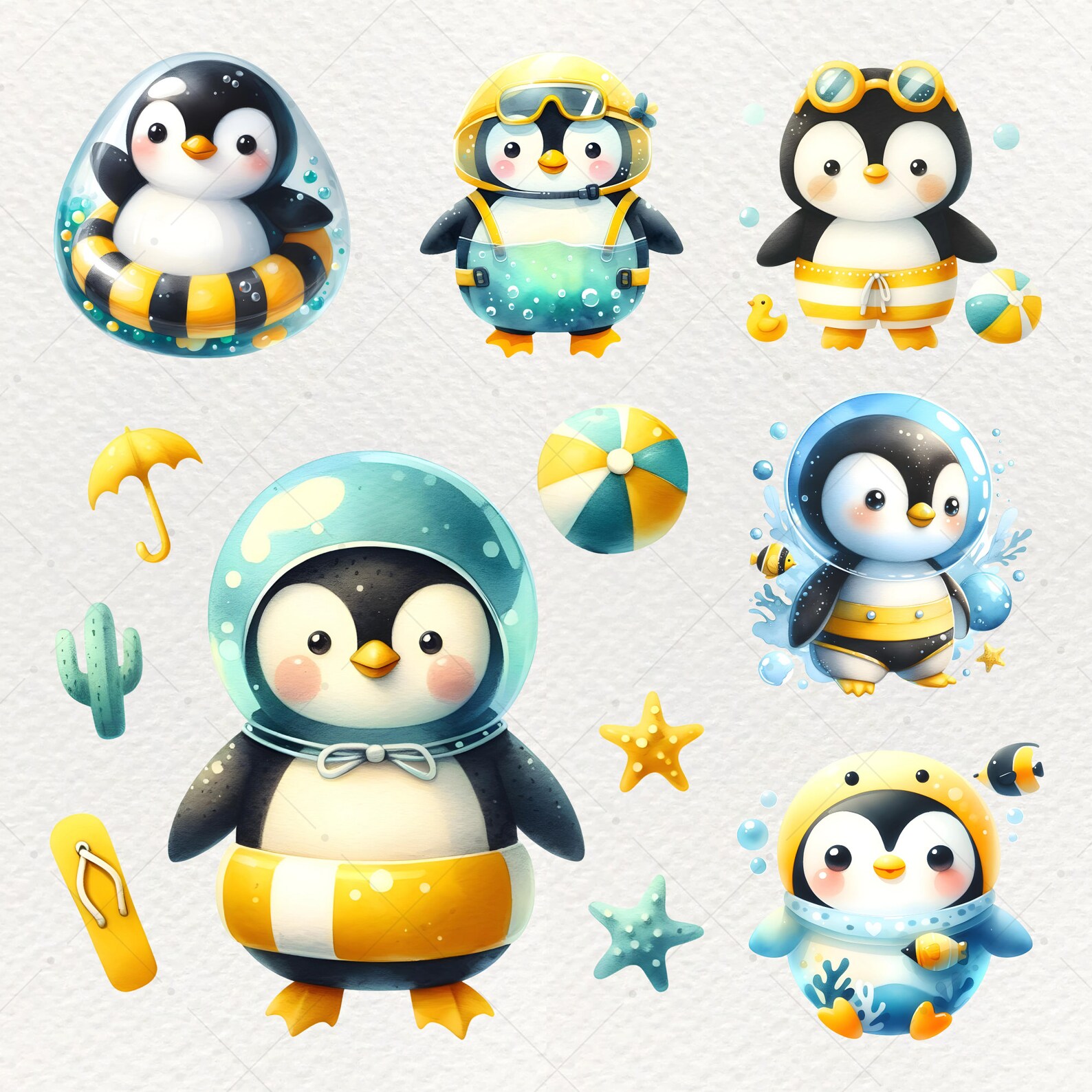 Penguin Clipart, Summer Sea, Diving, Cute Animals, Summer Clipart ...