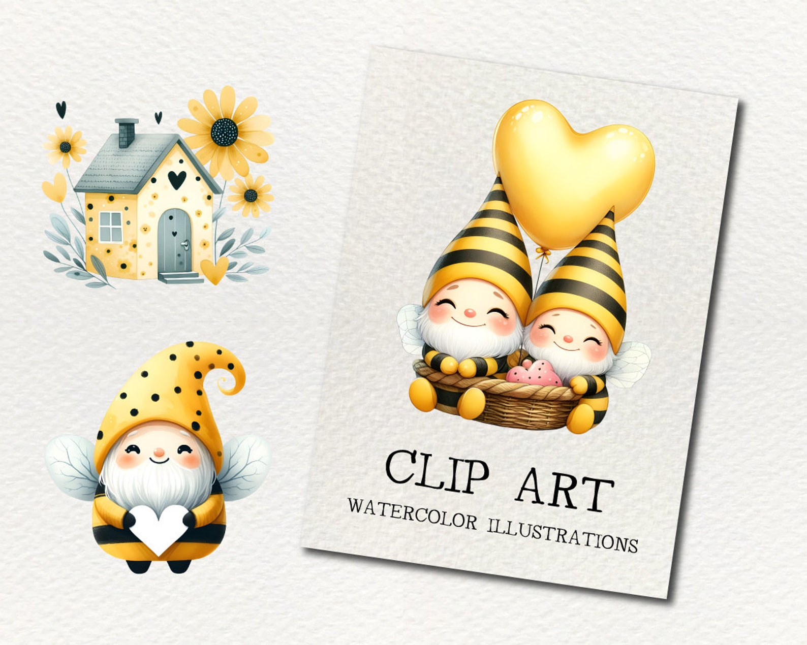 Bee Clipart, Watercolor Bee Clipart, Gnome Bee, Honey Bee, Little Bee ...