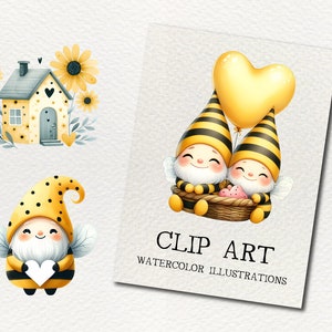 Bee Clipart, Watercolor Bee Clipart, Gnome Bee, Honey Bee, Little Bee ...
