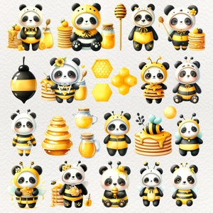 Panda Clipart, Bee Clipart, Honey, Honeycomb, Food, Bakery, Pancake ...