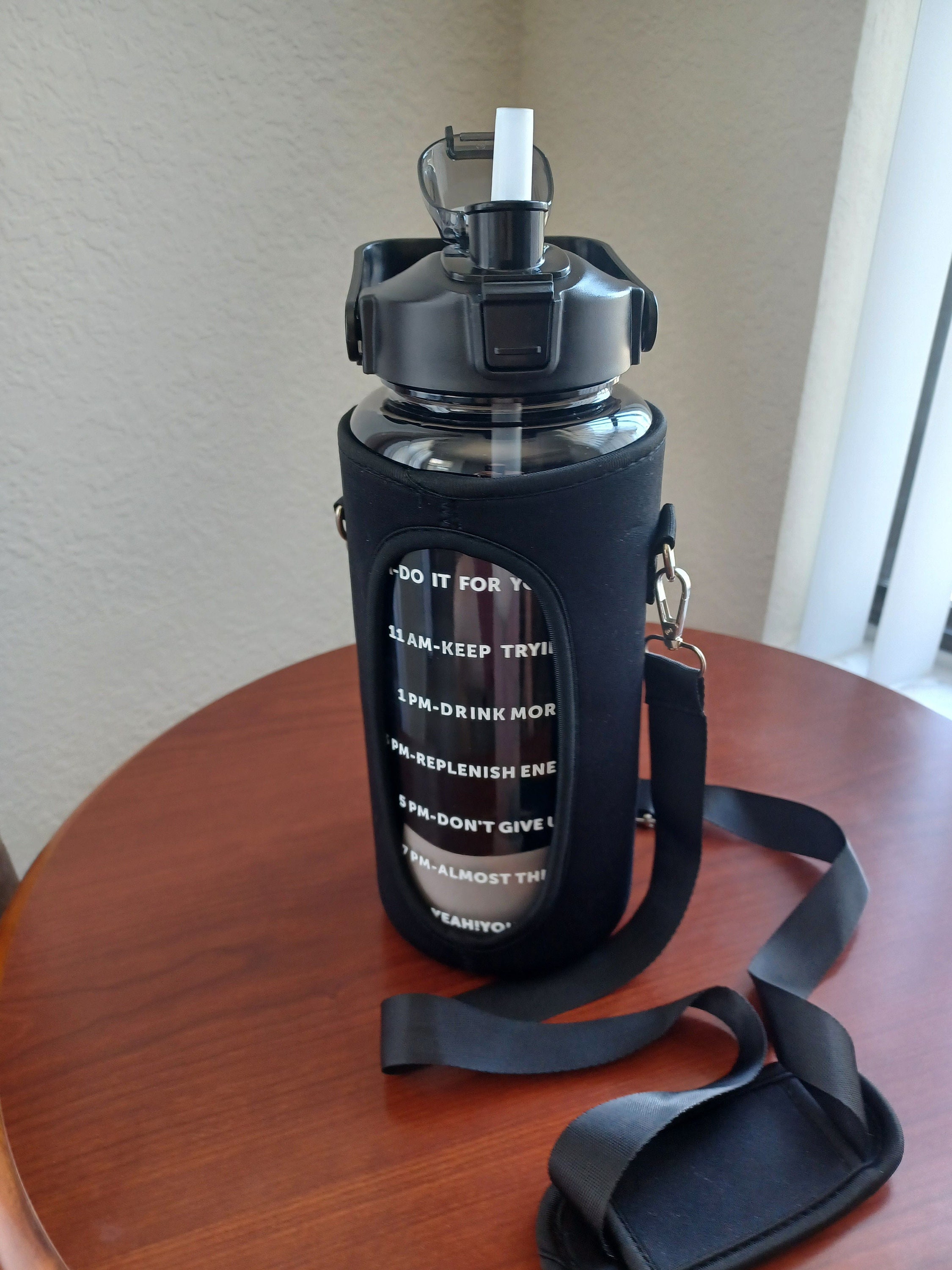 Half Gallon 2 Lt Water Bottle, With Cover and Drinking Time Marker ...