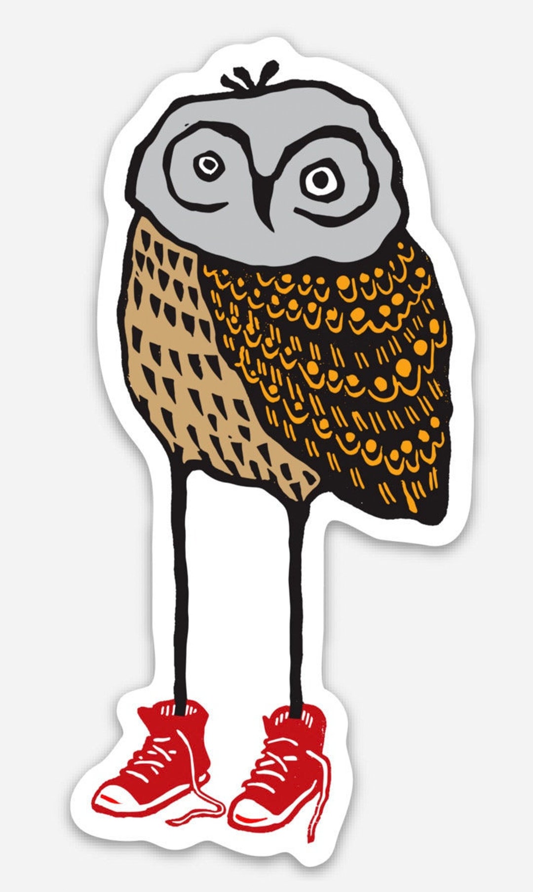 Owl Sticker, Laptop Sticker, Water Bottle Sticker, Bumper Sticker, Sticker of Derpy Owl in High ...