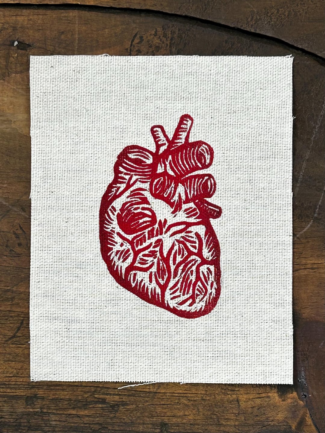 Anatomical Heart Patch | Linocut Canvas Patch | Human Anatomy | Block ...
