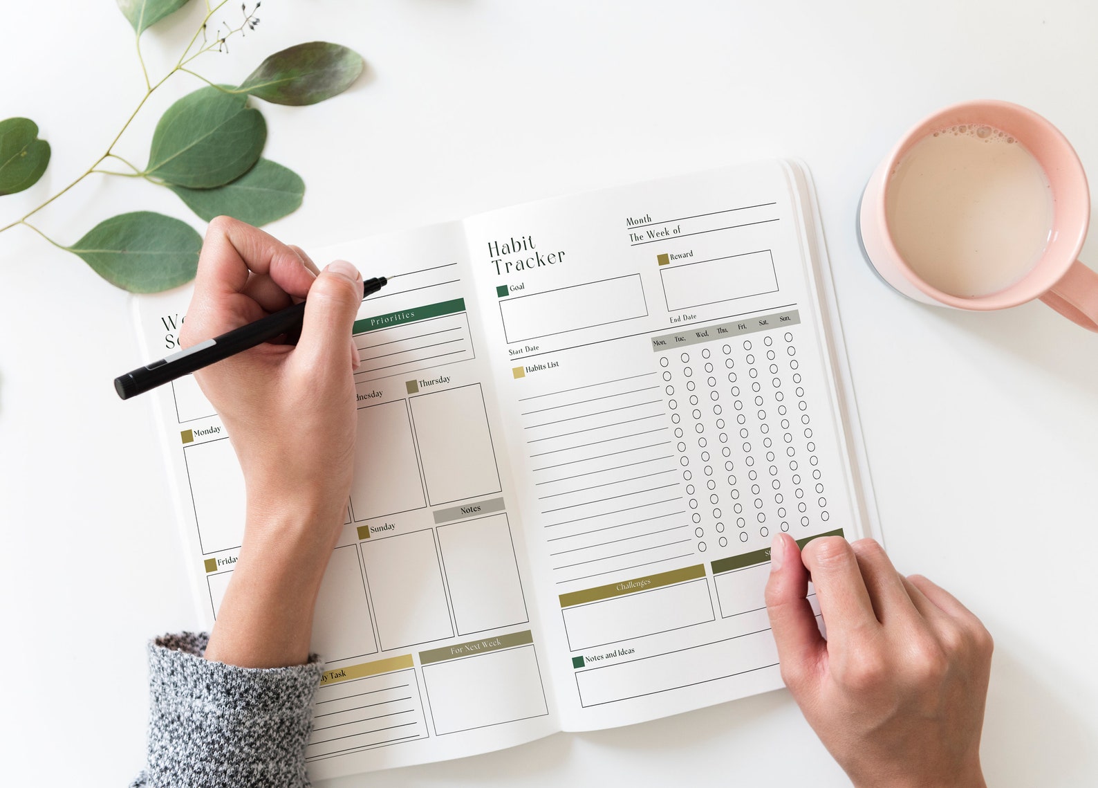 Marble Luxe Weekly Planner Goal Planner-goal Review-meal Planner ...