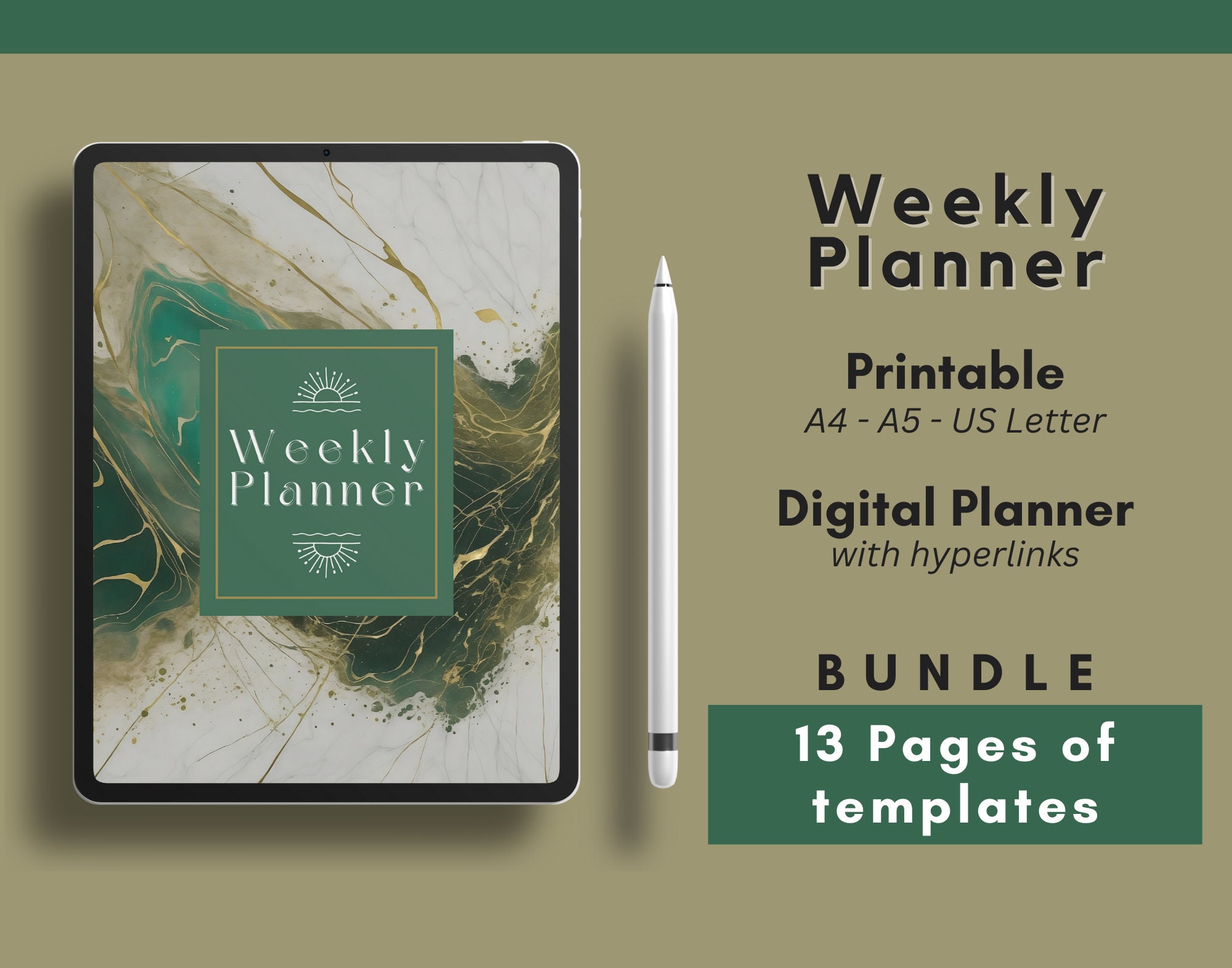 Marble Luxe Weekly Planner Goal Planner-goal Review-meal Planner ...