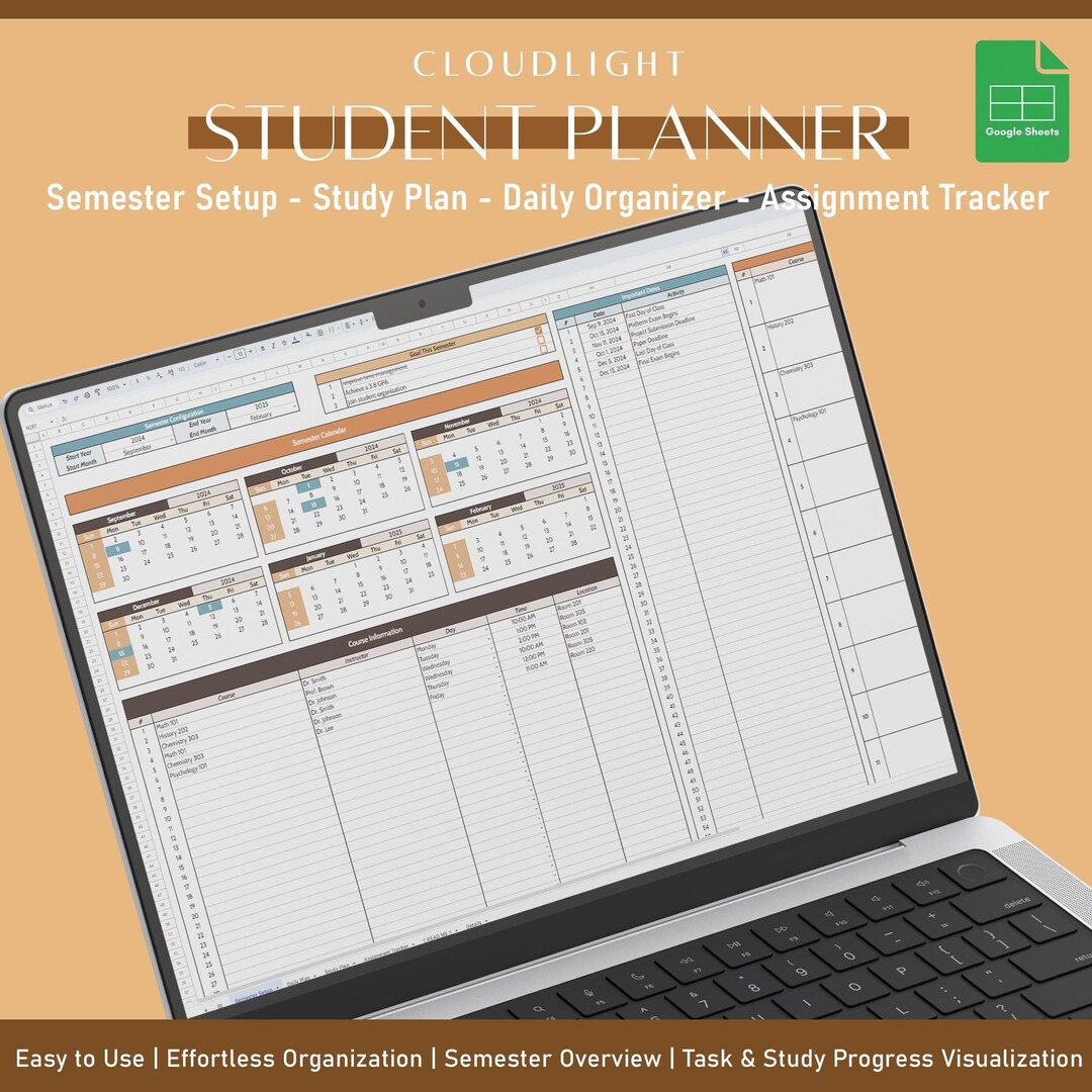 Cloudlight: Student Planner | Semester Setup, Study Plan, Daily Planner ...