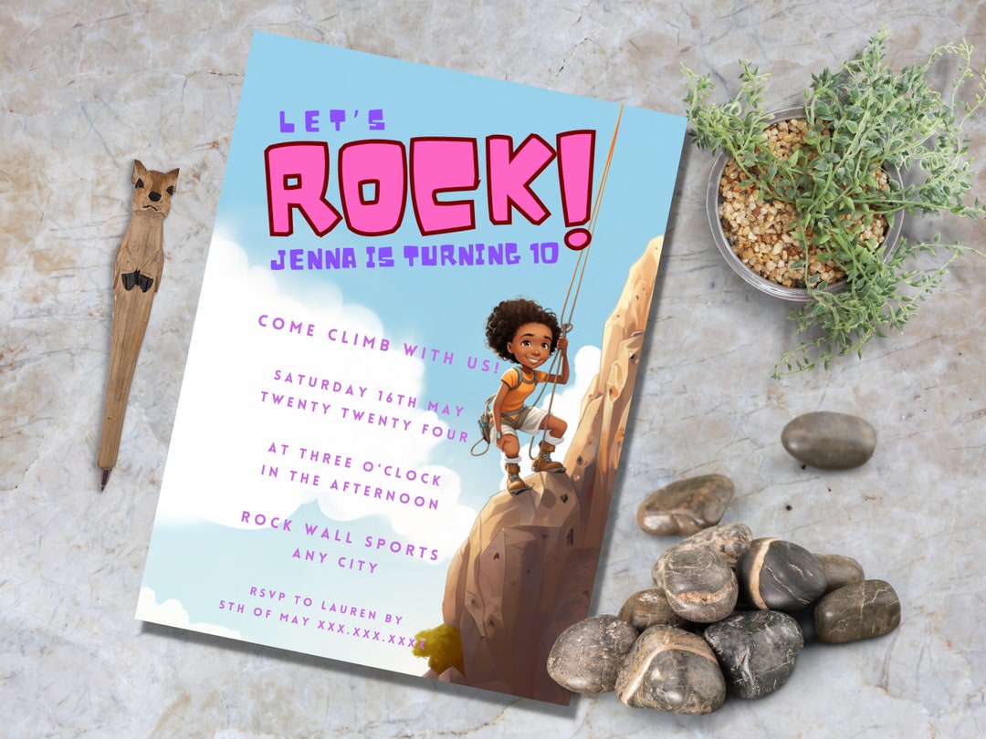Lets Rock! Girls Birthday Party Invitation, CUSTOMIZED IMAGE Available ...