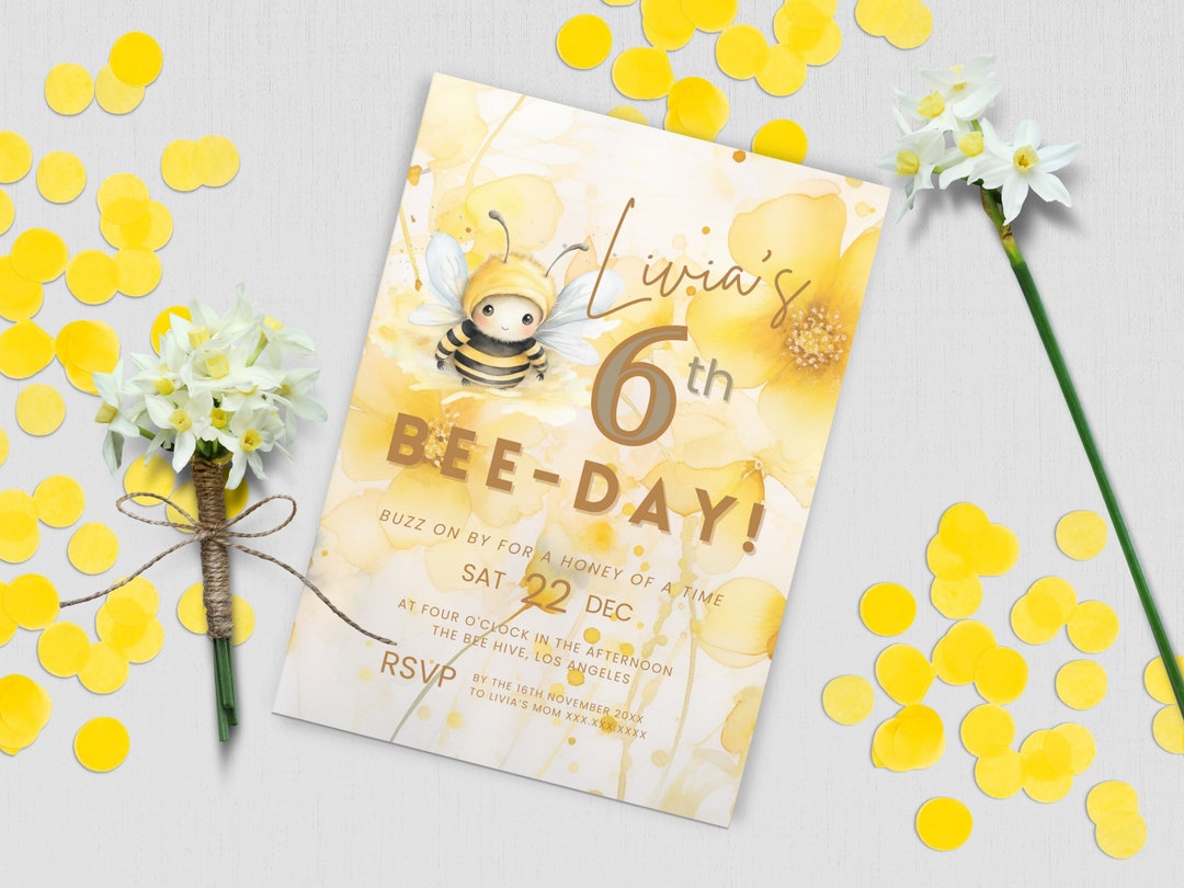 Happy Bee Day Birthday, Kids Party Invitation, FULLY EDITABLE, Kid ...