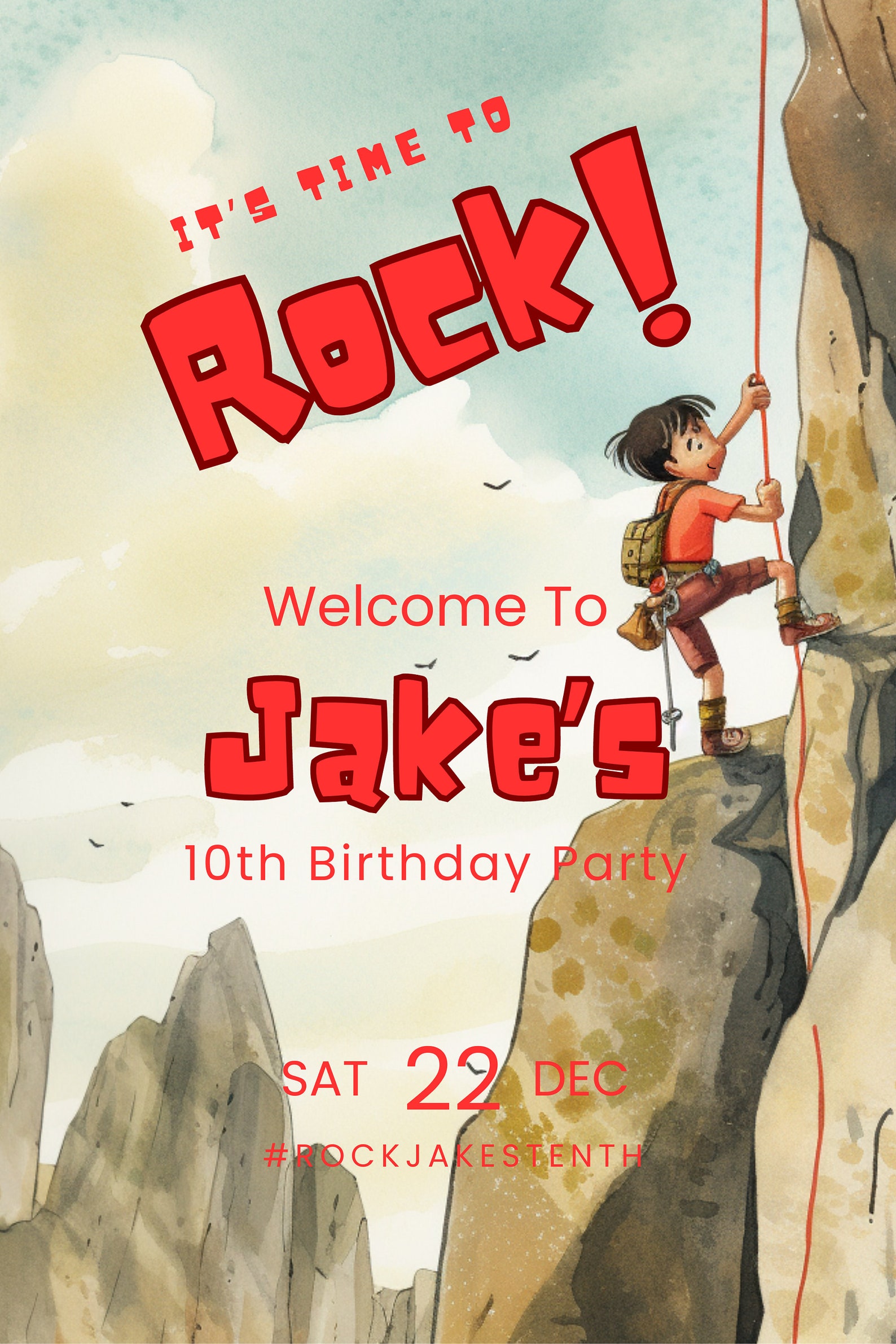 Lets Rock! Birthday Welcome Sign, EDITABLE, Kid Rock Climbing Birthday ...