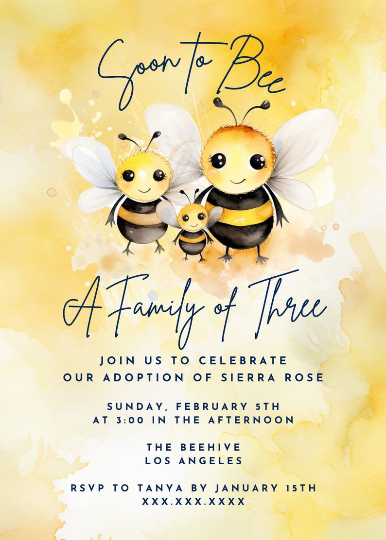 Adoption Party Invitation, Soon to Be A Family of Three, FULLY EDITABLE ...