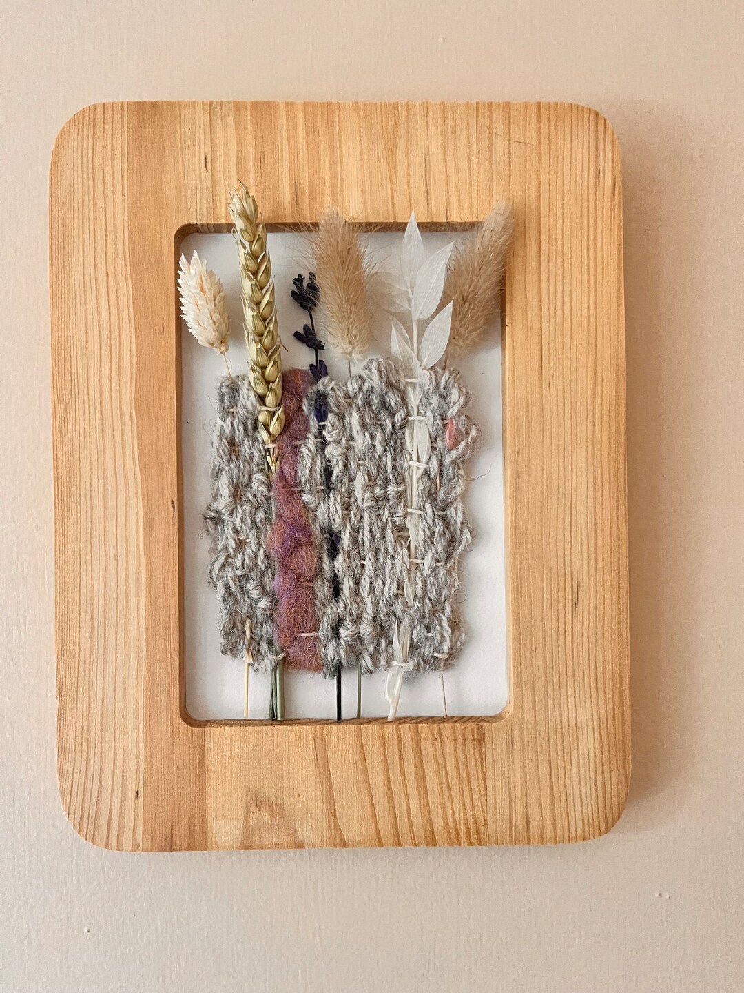 Woven Neutral Boho Flowers Dried Floral Botanical Wall Art Handmade ...