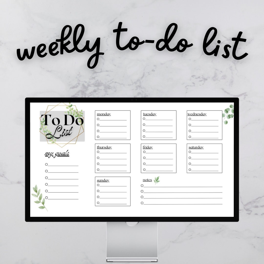 Digital Weekly to Do List, Aesthetic to Do List, Customizable to Do ...