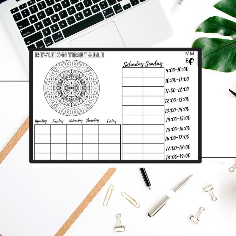 Printable Weekly Revision Timetable Colour In - Etsy