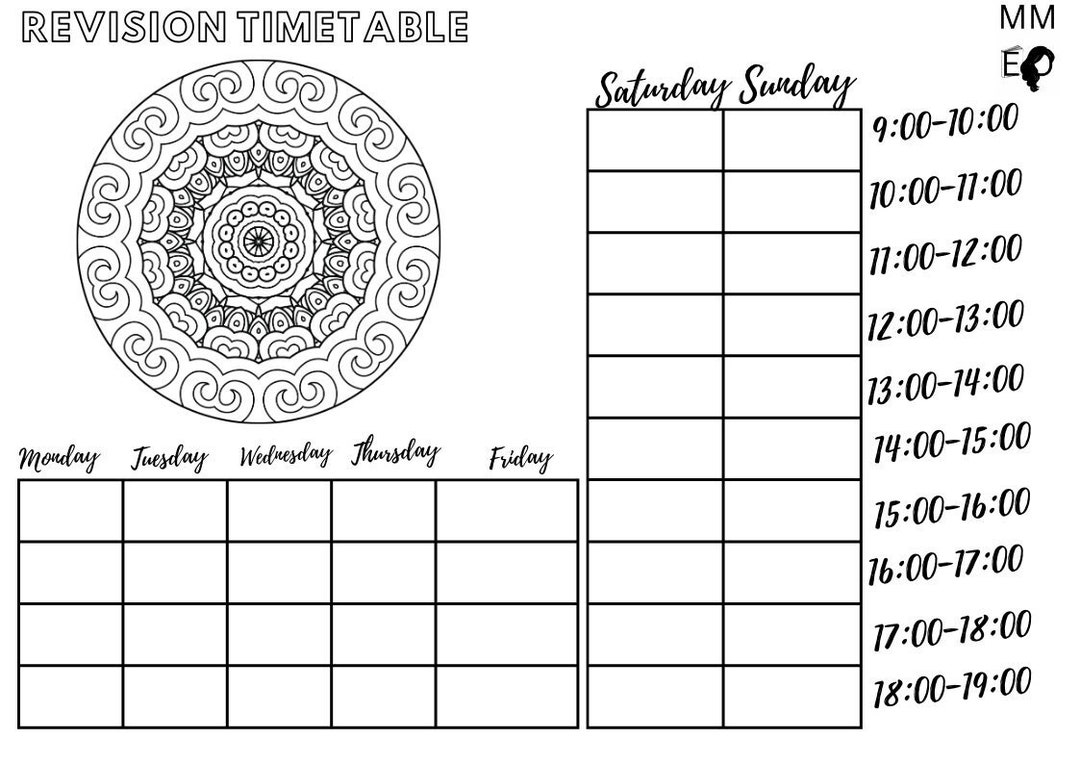 Printable Weekly Revision Timetable - Colour In!! - Etsy