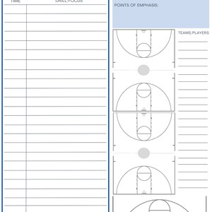 Basketball Practice Plan Templates (3) - Digital Download - Blue - Etsy